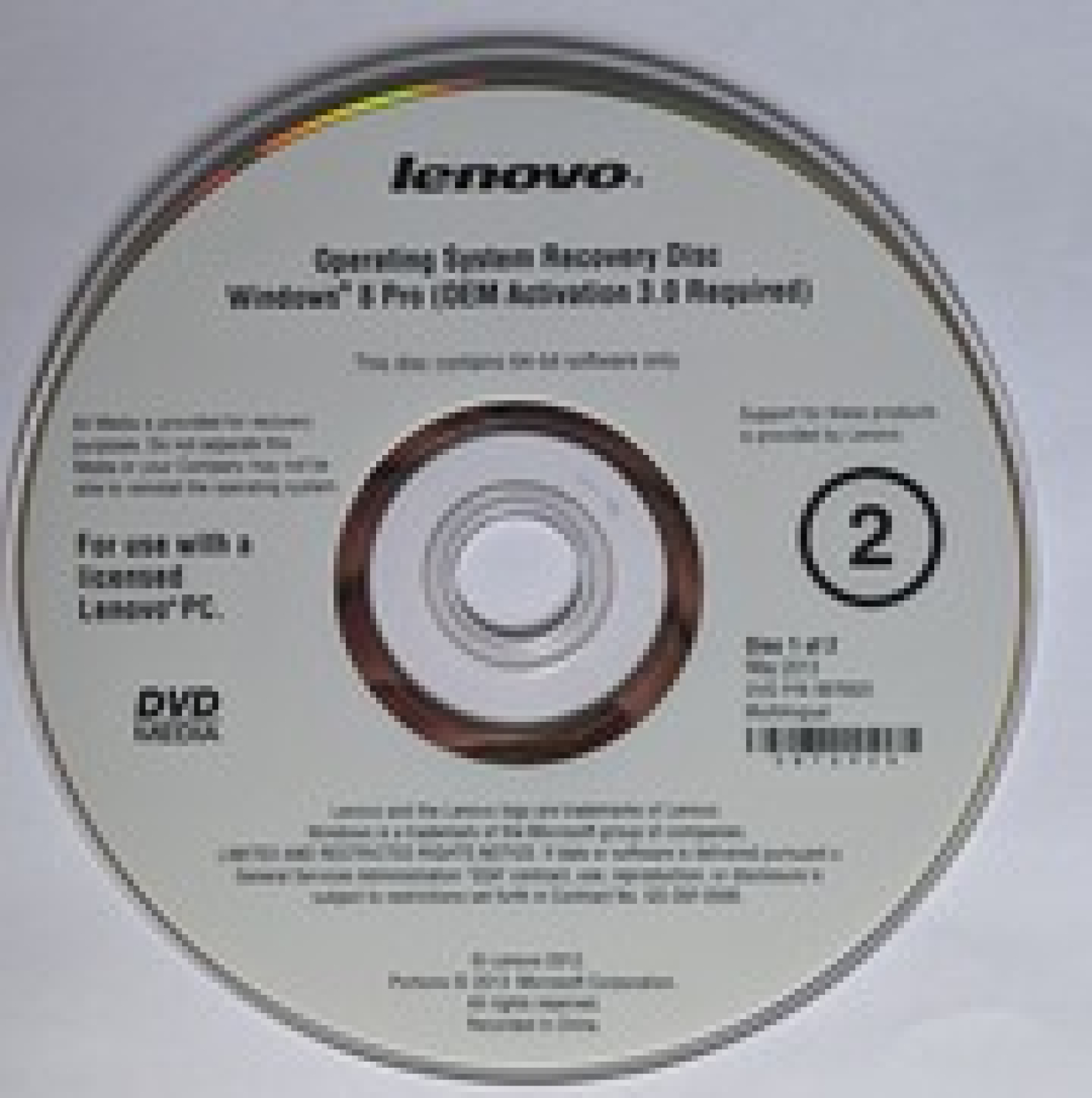 Lenovo Operating System Recovery Windows 8 Disk 1 of 2 - - Coleccion Aruba